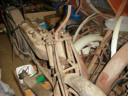 Alan Coulson's 2-3/4 HP Douglas motorcycle frame, tank and wheels